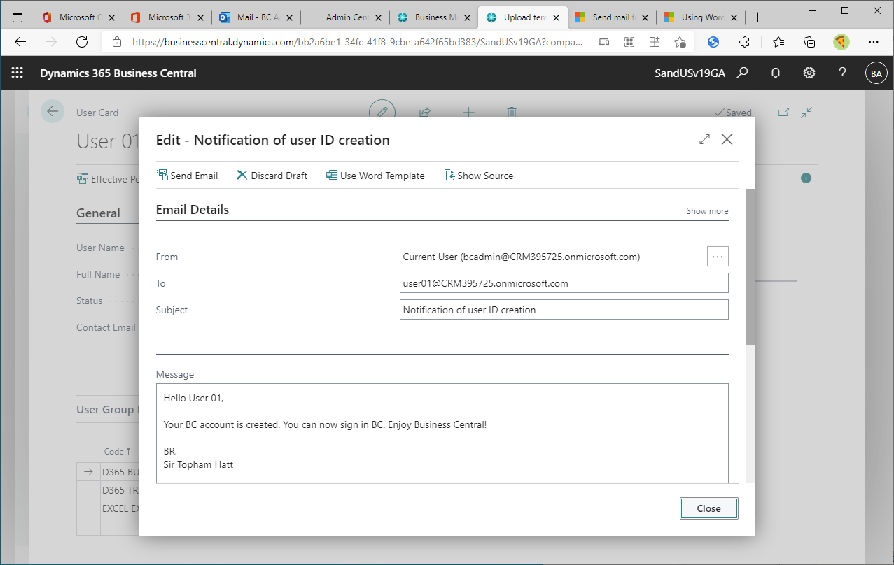 Send mail entities using word templates as body or attachment #2 | IT長のネタ帳
