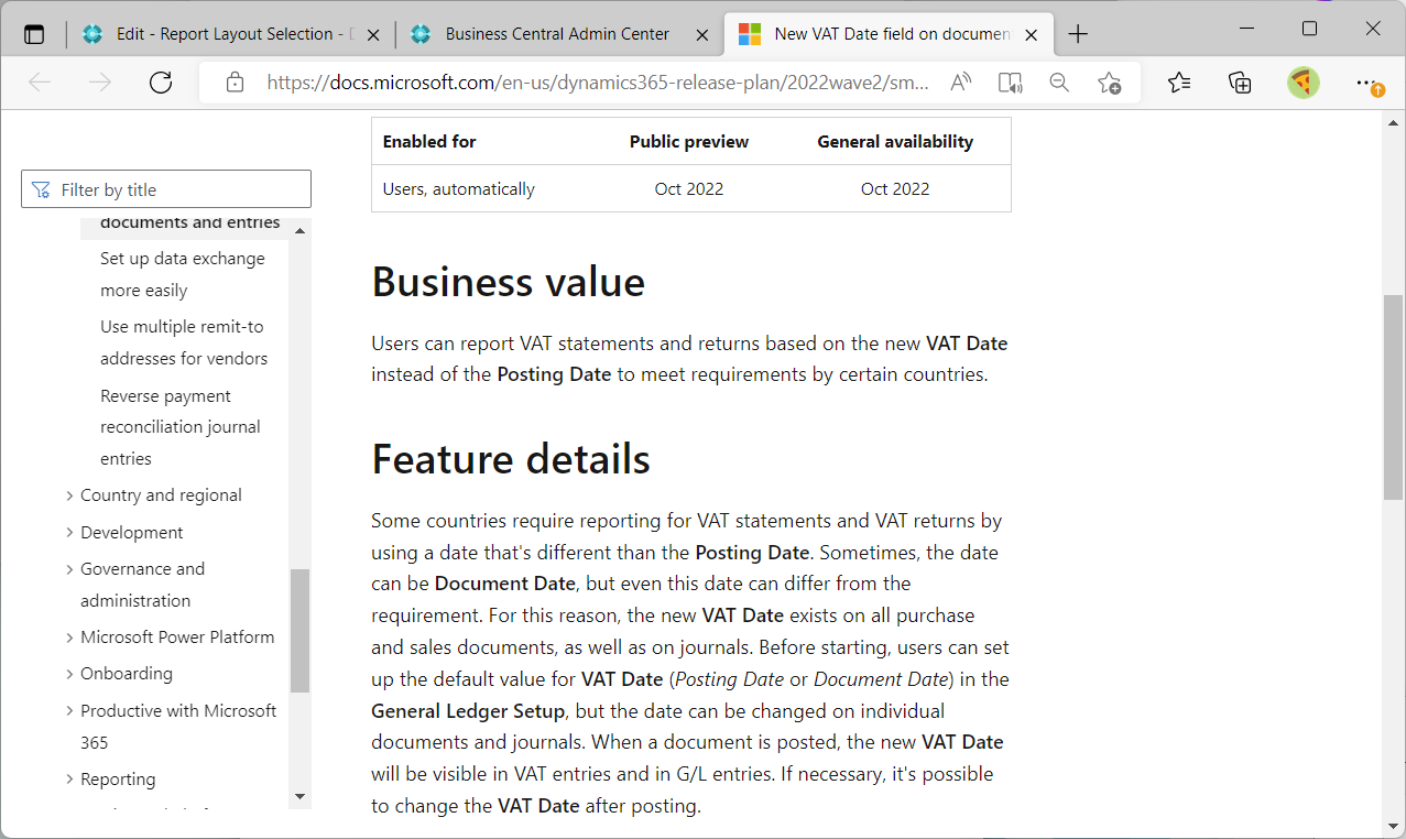 D365BC New VAT Date field on documents and entries | IT長のネタ帳